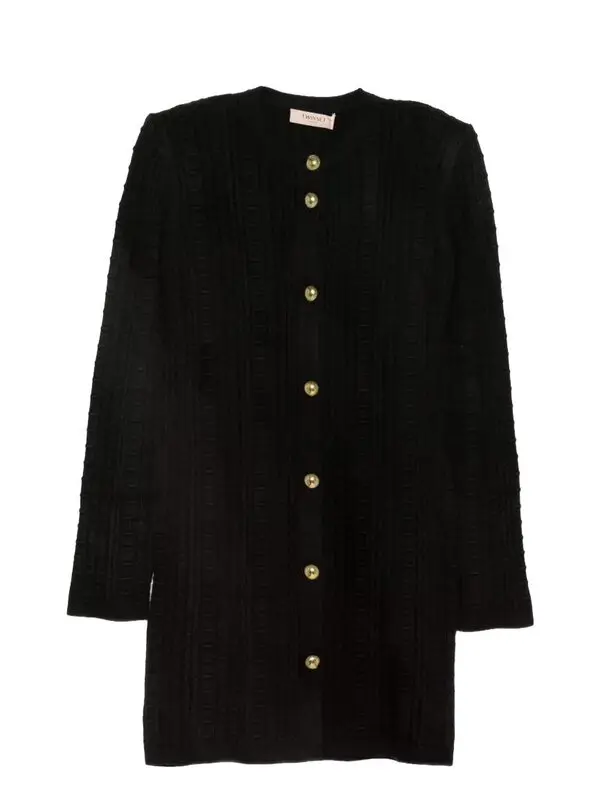 TWINSET Cable-knit Button-front Mini Dress - Black