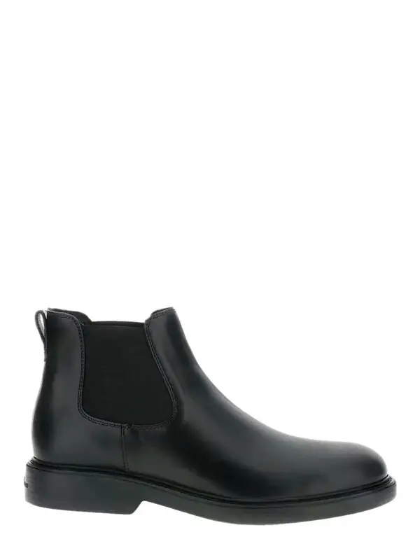 Hogan Elasticated-panel Leather Ankle Boots - Black
