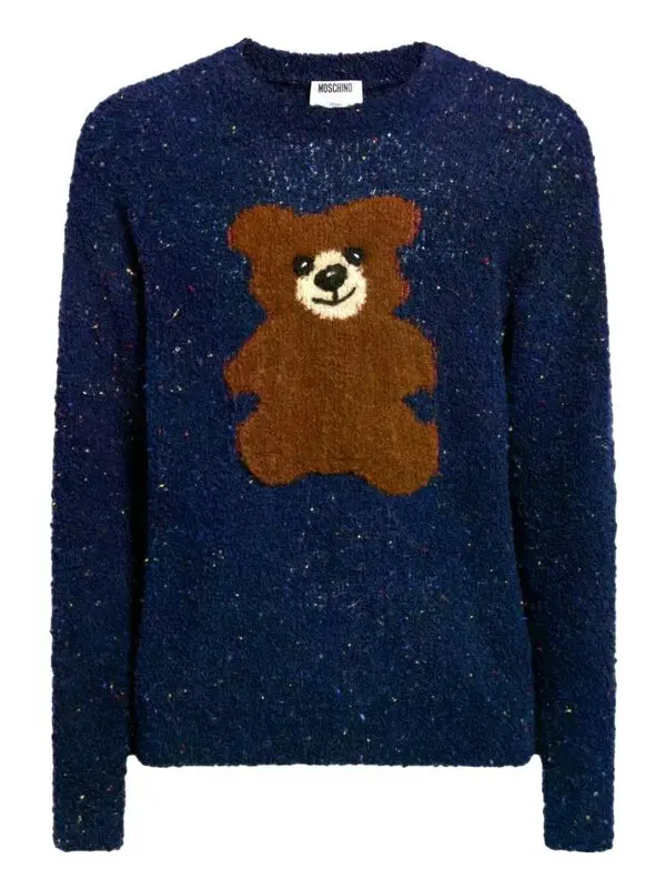 Moschino Teddy Bear Flecked Sweater - Blue