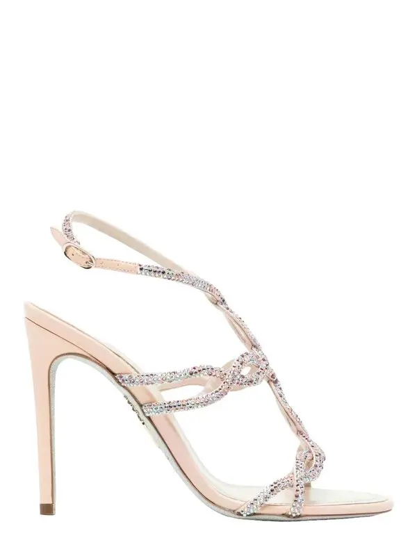 Rene Caovilla 105mm Braid Crystal-embellished Sandals - Pink