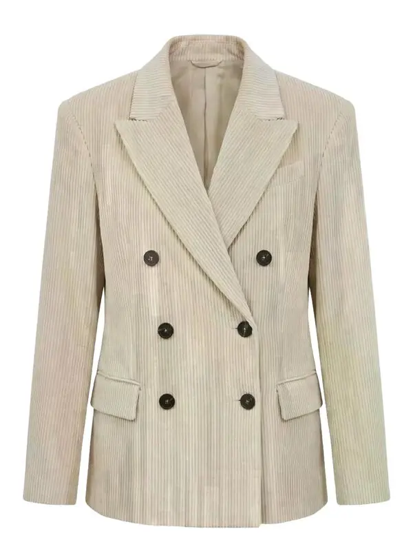 Brunello Cucinelli Double-breasted Corduroy Blazer - Neutrals