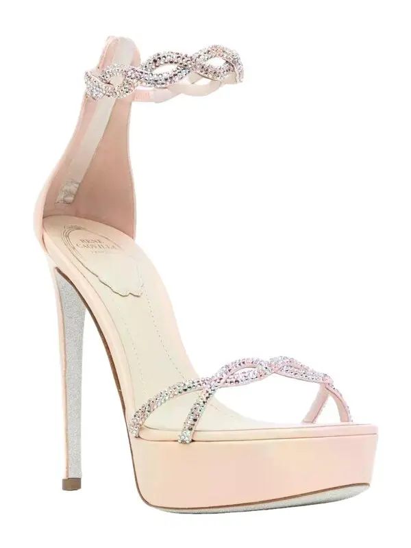Rene Caovilla 130mm Braided Crystal Embellished Platform Sandals - Neutrals