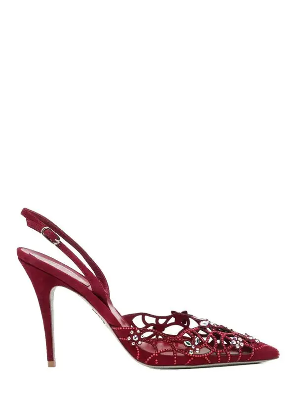 Rene Caovilla 100mm Eden Crystal-embellished Pumps - Red