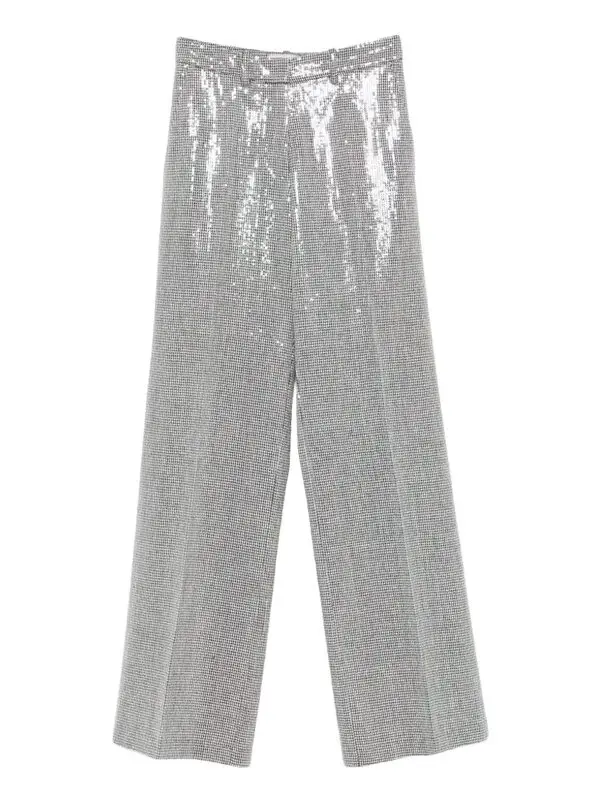 ERMANNO FIRENZE Sequin-embellished Houndstooth Tailored Trousers - Grey