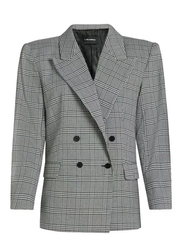 Karl Lagerfeld Structured Checked Blazer - Black