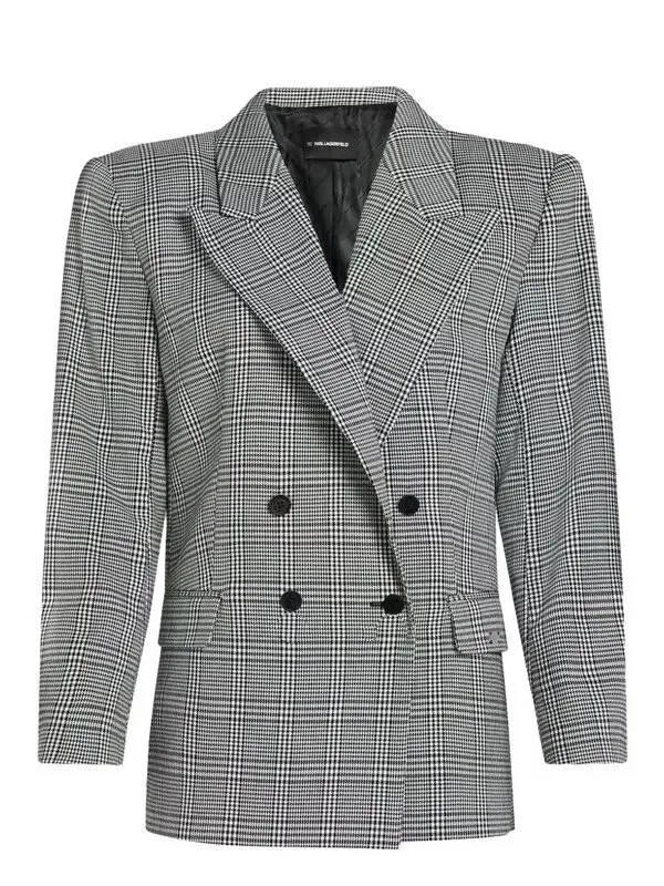 Karl Lagerfeld Structured Checked Blazer - Black