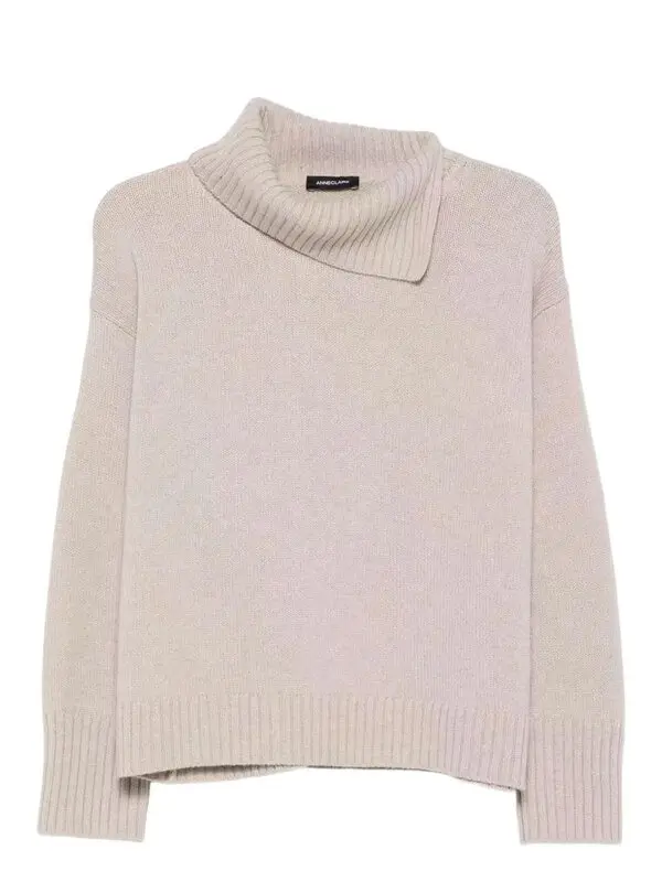 ANNE CLAIRE Asymmetric Roll-neck Sweater - Neutrals
