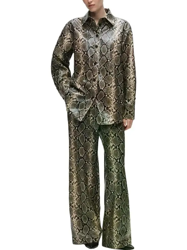 Karl Lagerfeld Faux-python Flared Trousers - Neutrals