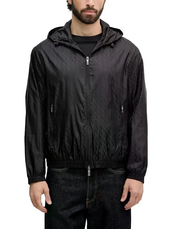Armani Exchange Logo-monogram Hooded Lightweight Jacket - Black