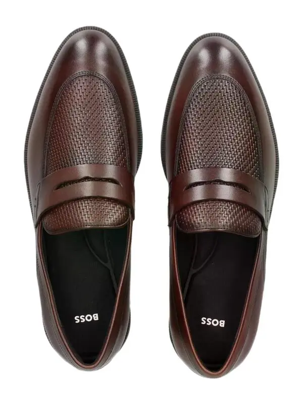 BOSS Textured Panel Penny-slot Loafers - Brown