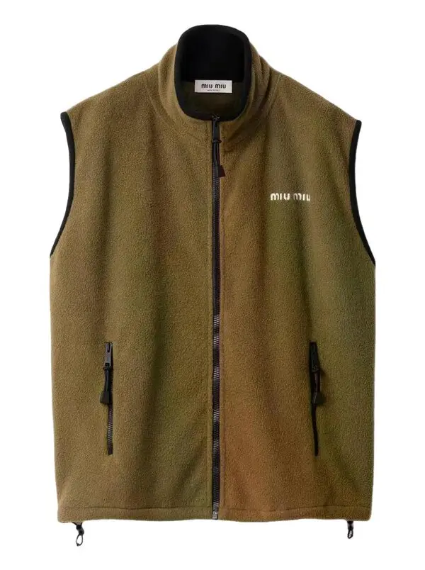 Miu Miu Fleece Zip Vest - Green