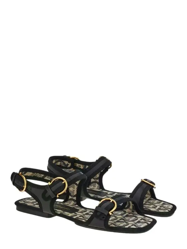 FERRAGAMO Gancini Buckle Flat Sandals - Neutrals