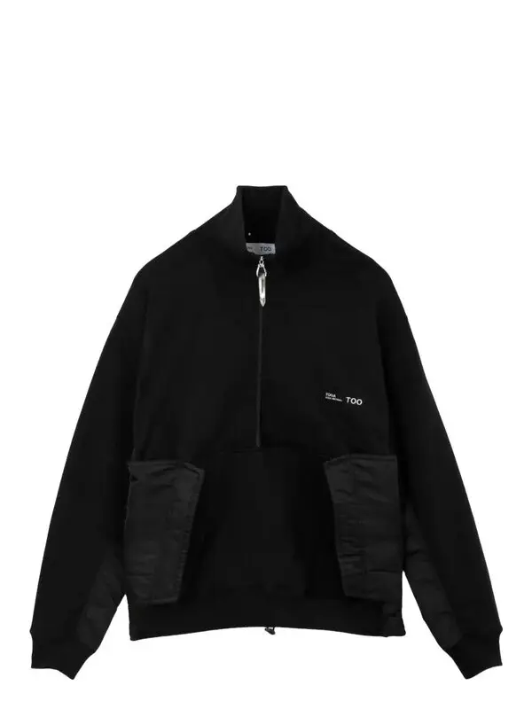 Toga Quarter-zip Panelled Sweater - Black