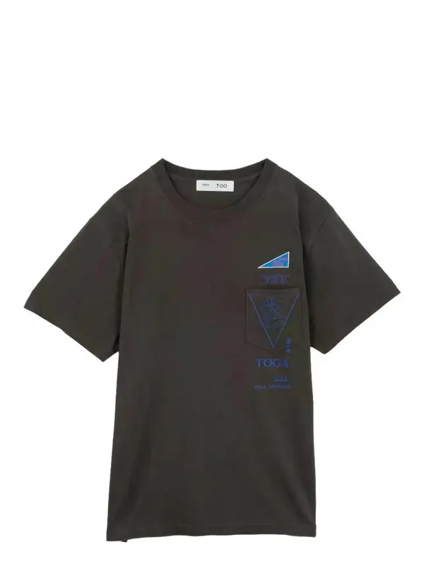 Toga Graphic-print Chest-pocket T-shirt - Grey