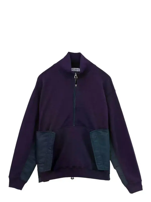Toga Panelled Quarter-zip Sweater With Drawstring Hem - Purple