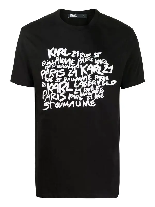 Karl Lagerfeld Logo Address Print T-shirt - Black