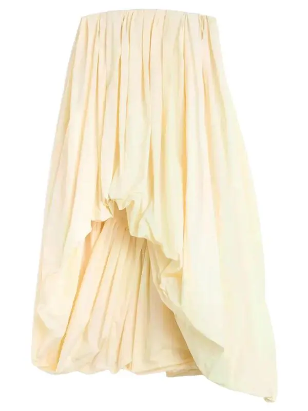 JIL SANDER Strapless Draped Taffeta Dress - Neutrals