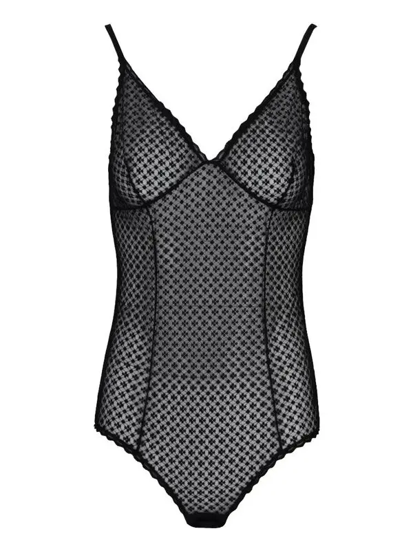 LAURA URBINATI Plumetis V-neck Bodysuit - Black
