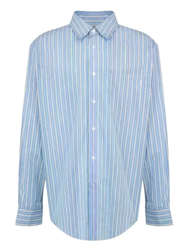 Saint Laurent Chemise Poche Plaquée Broderie - Blue