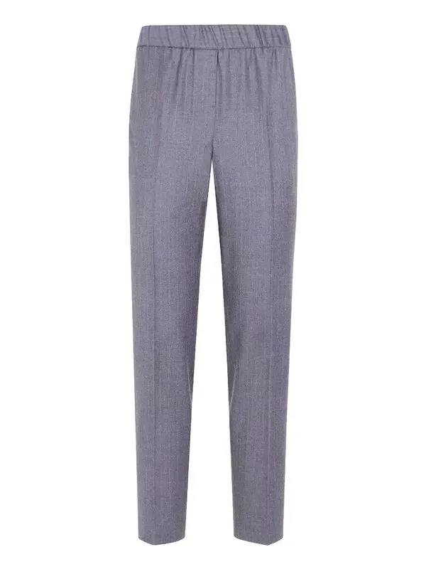 Peserico Pinstripe Pattern Elasticated Waistband Trousers - Grey