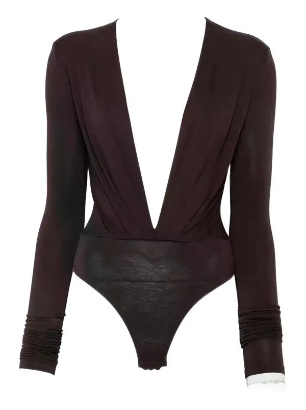 Andamane Plunging V-neck Long-sleeve Bodysuit - Red