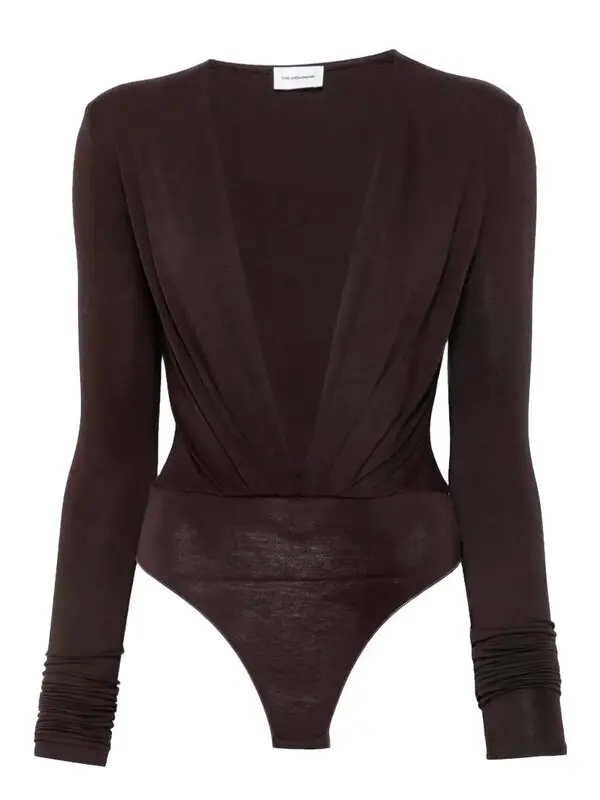 Andamane Plunging V-neck Long-sleeve Bodysuit - Red