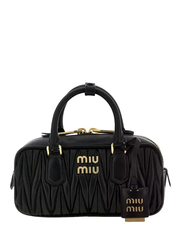 Miu Miu Arcadie Matelassé Nappa Leather Bag - Black