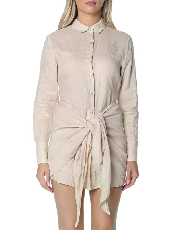 MC2 SAINT BARTH Linen Shirt Dress - Neutrals
