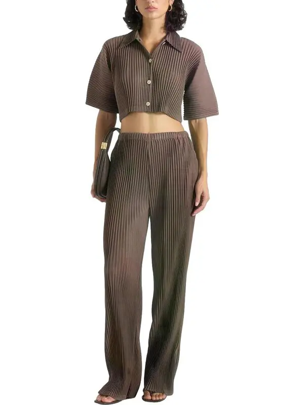 Manière De Voir Manier De Voir Lila Pleated Wide-leg Trousers - Brown