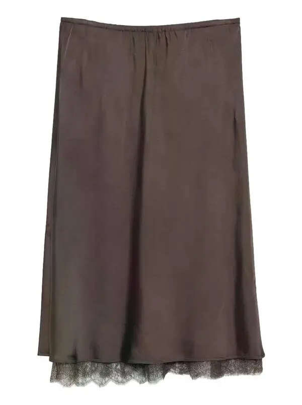 Vince Lace-trim Midi Skirt - Brown