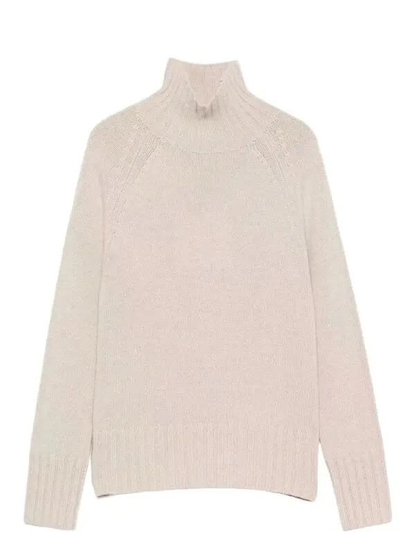 Max Mara Ribbed Knit High Neck Sweater - Neutrals