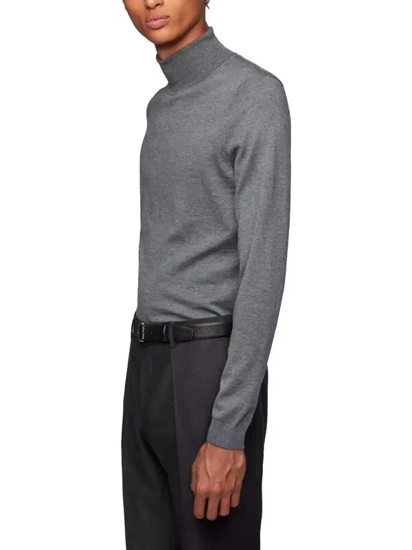 BOSS Roll Neck Wool Sweater - Grey