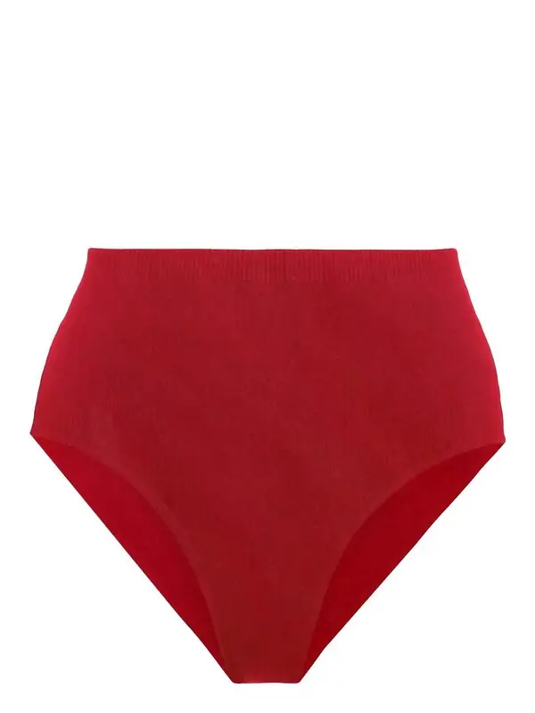 FERRAGAMO High-waisted Ribbed Knit Shorts - Red