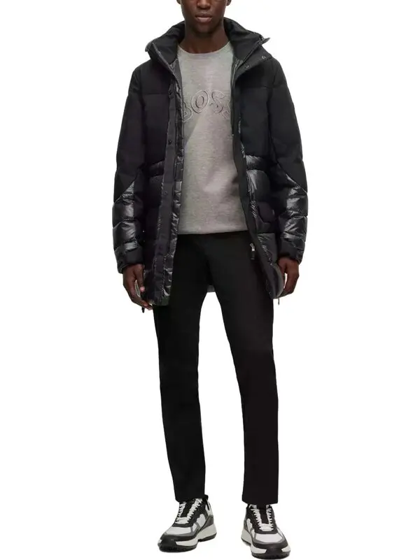 BOSS Hooded Panelled Down Jacket - Black