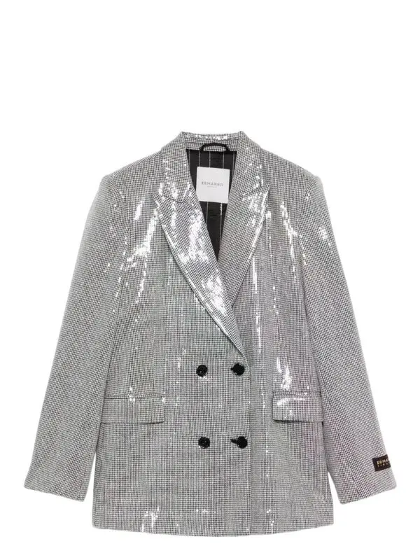 ERMANNO FIRENZE Sequin-embellished Double-breasted Blazer - Grey