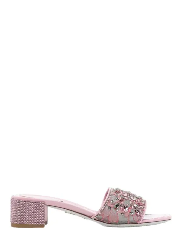 Rene Caovilla Christy Embellished Lace Sandals - Pink