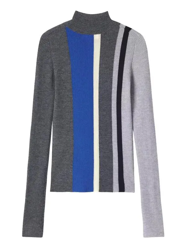 ENFOLD Ribbed-knit Panelled Sweater - Grey