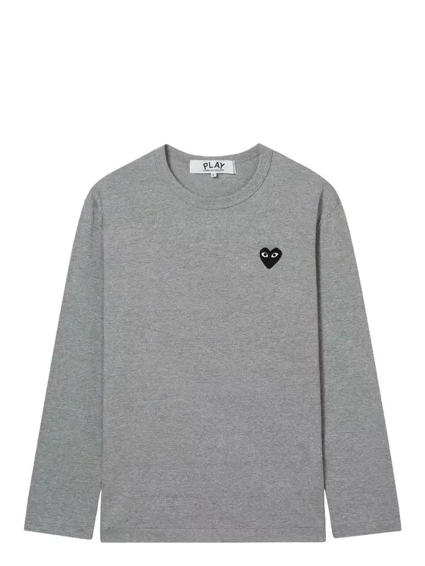Play Comme Des Garcon Heart Print Long Sleeve T-shirt - Grey