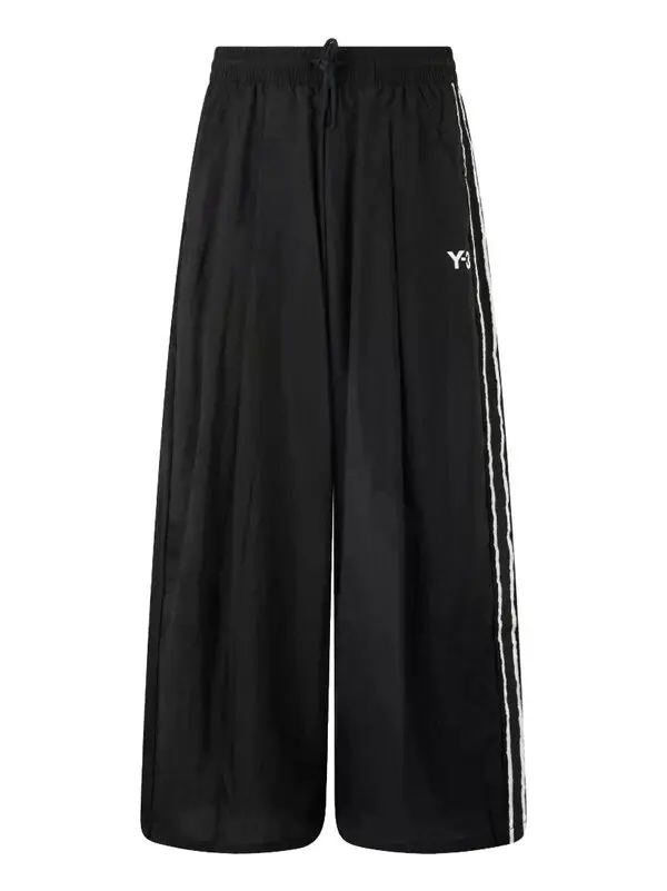 Adidas X Y-3 Raw Edge Logo-print Wide-leg Palazzo Pants - Black