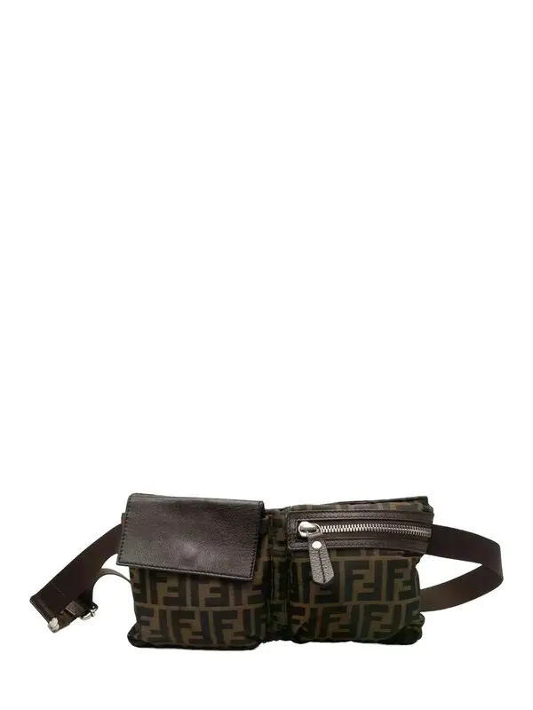 Fendi Zucca Canvas Double Pocket Belt Bag - Brown