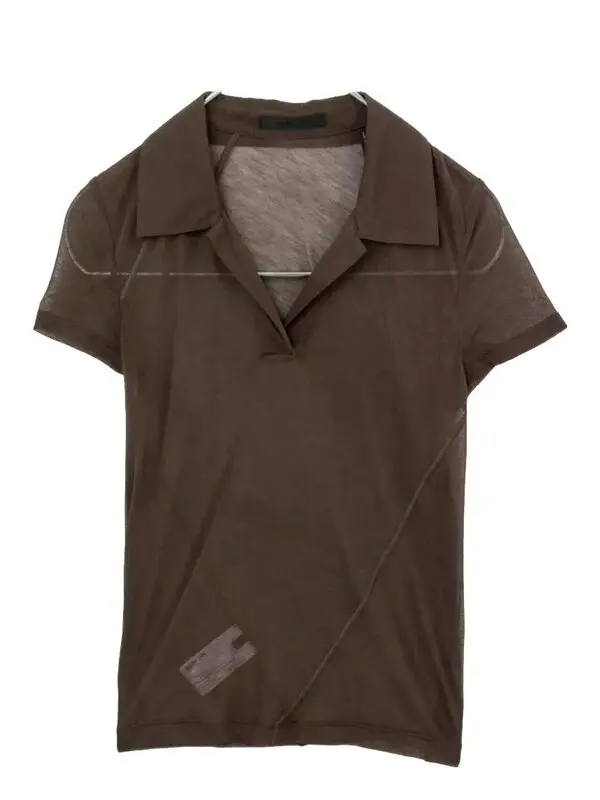 Helmut Lang Sheer Panel Polo Shirt - Brown
