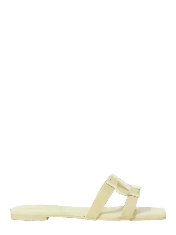 Simkhai Monogram Snake-embossed Flat Sandals - Neutrals