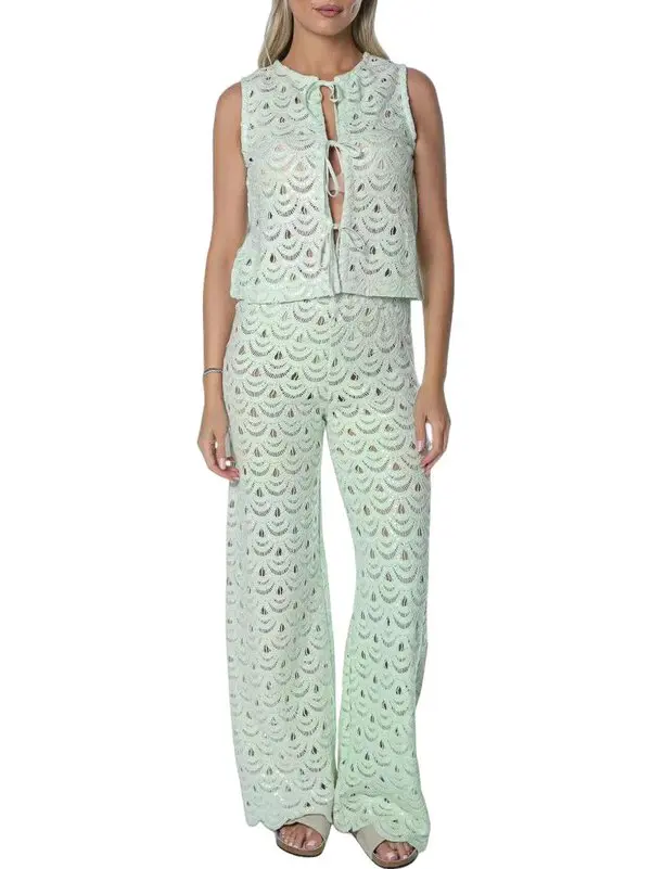 MC2 SAINT BARTH Velma Crochet-knit Sequin-embellished Top - Green