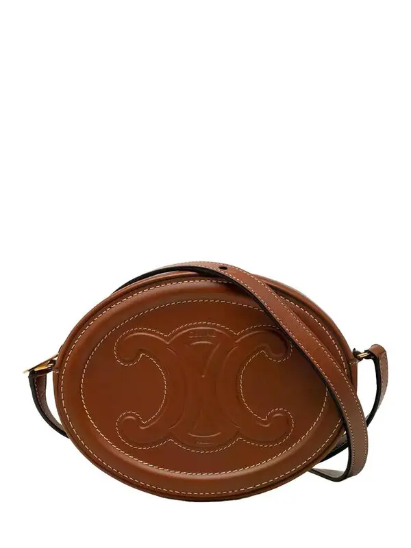 Celine Calfskin Cuir Triomphe Oval Crossbody Bag - Brown