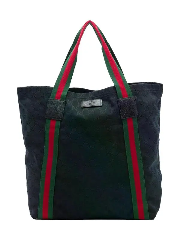 Gucci Gg Canvas Web Tote Bag - Black