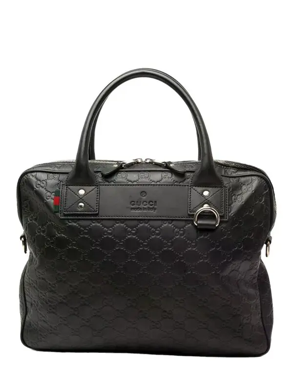 Gucci Embossed Leather Business Bag - Black