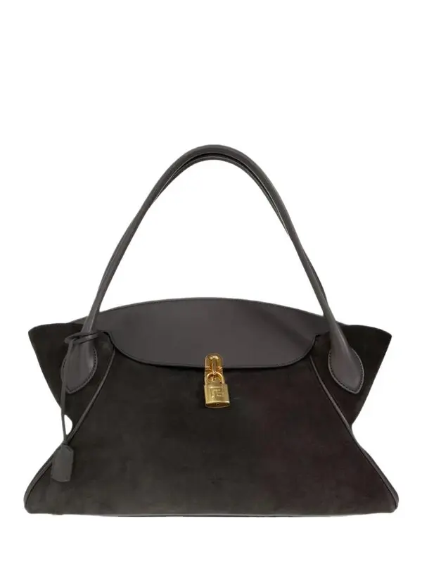 Balmain Pulse Day Small Tote Bag With Padlock Detail - Grey