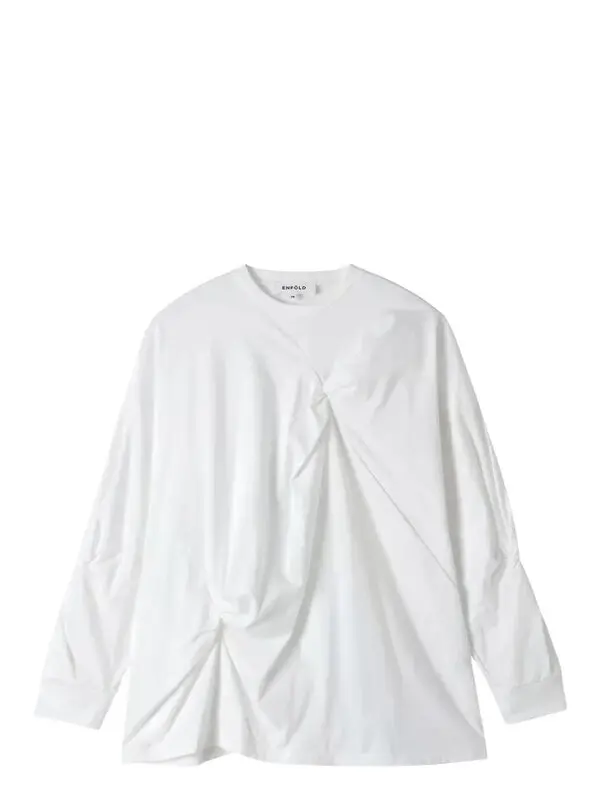 ENFOLD Twisted Long-sleeved T-shirt - White