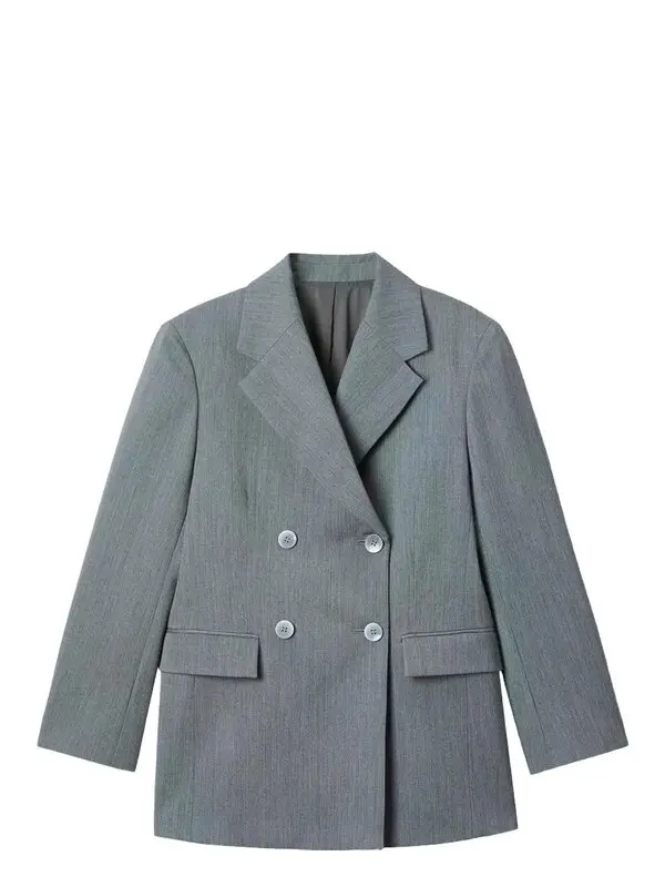 ENFOLD Double-breasted Wool Blazer - Grey