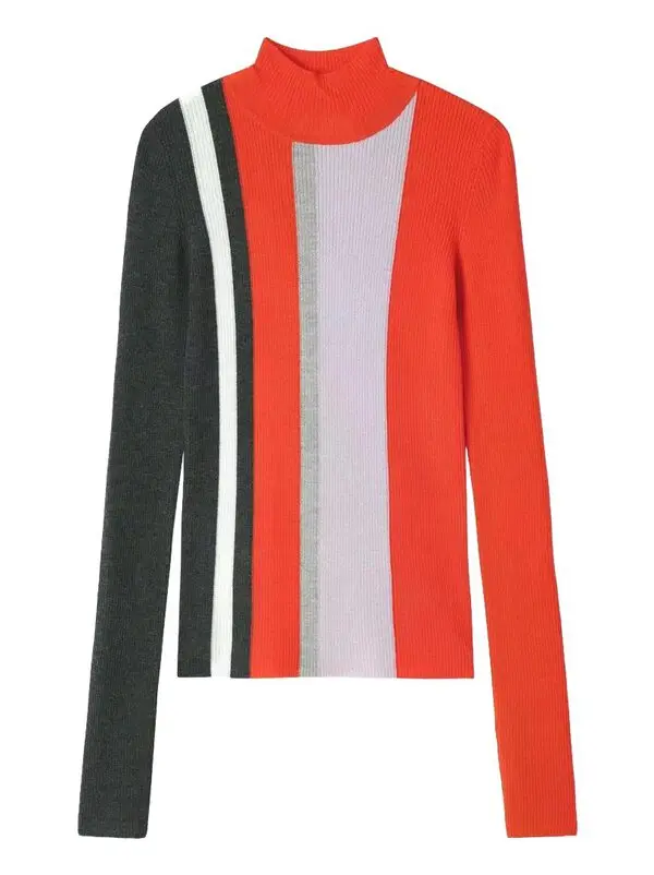ENFOLD Ribbed Colour-block Sweater - Red